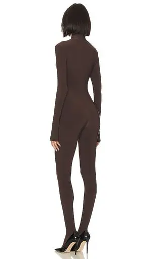 Norma Kamali Slim Fit Turtle Catsuit With Footsie
