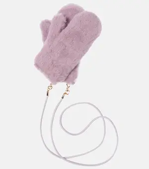 Max Mara Max Mara Ombrato Teddy Mittens Purple