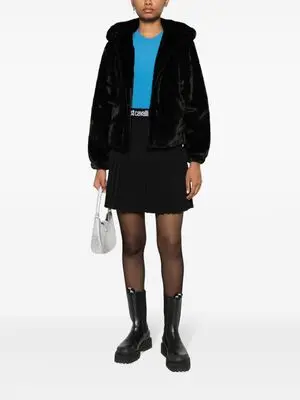 Just Cavalli Plissé Miniskirt With Logo Waistband