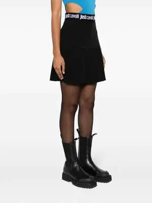 Just Cavalli Plissé Miniskirt With Logo Waistband