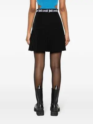 Just Cavalli Plissé Miniskirt With Logo Waistband