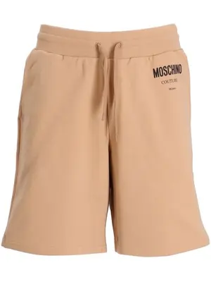 Moschino Logo-print Organic Cotton Track Shorts - Neutrals
