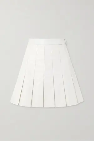 KASSL EDITIONS Pleated Coated Cotton-blend Mini Skirt - White