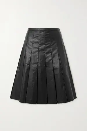 KASSL EDITIONS Pleated Coated Cotton-blend Skirt - Black