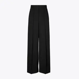 Tory Burch Wide Leg Wool Pant - Black