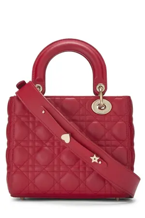 Dior Cannage Quilted Lambskin Lady - Red