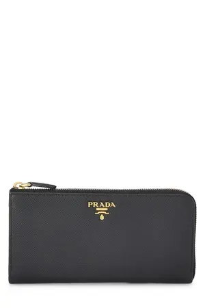 Prada Saffiano Zip Around Wallet - Black