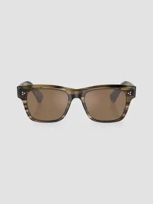 Oliver Spencer Birell 52mm Square Sunglasses - Olive