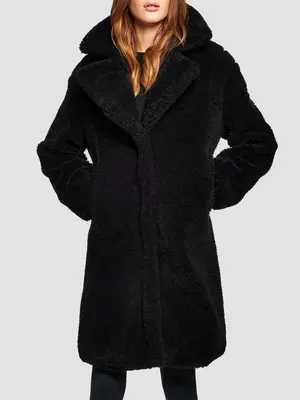 Sam. Sherpa Leather-trimmed Coat - Black