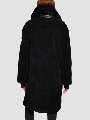 Sam. Sherpa Leather-trimmed Coat - Black
