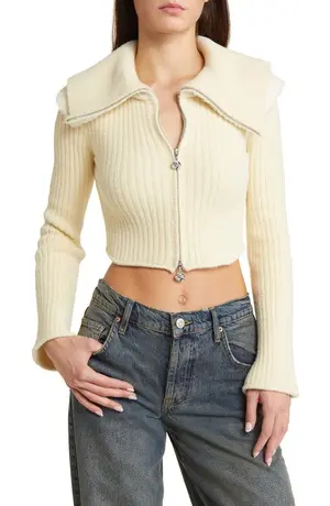 HOUSE OF SUNNY Peggy Rib Crop Cardigan
