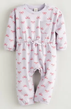 TUCKER + TATE Tucker + Tate Print Fleece Romper Purple Petal Cheerful Bow