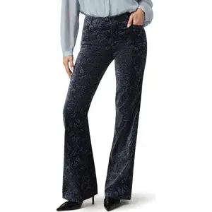 Paige Leenah Wide Leg Stretch Velvet Trousers - Navy Multi