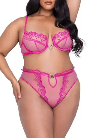 ROMA CONFIDENTIAL Bubblegum Heart Underwire Bra & Tanga Set - Pink