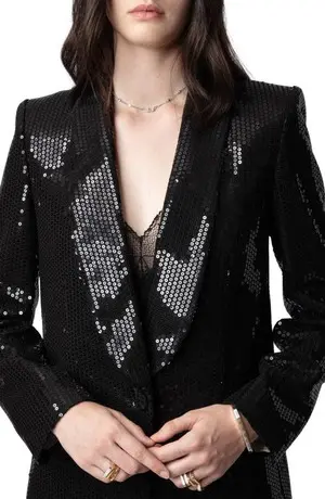 Zadig&Voltaire Vive Sequin Tuxedo Blazer - Noir