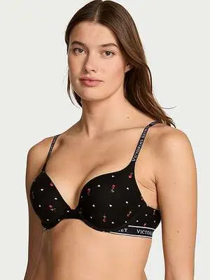 Victoria's Secret The T-shirt Bombshell Add-2-cups Cotton Logo Push-up Bra Floral
