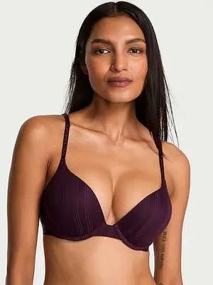 Victoria's Secret The T-shirt Bombshell Add-2-cups Cotton Logo Push-up Bra Purple