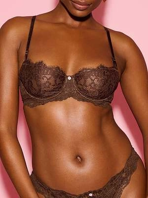 Victoria's Secret Dream Angels Wicked Unlined Lace Balconette Bra - Brown