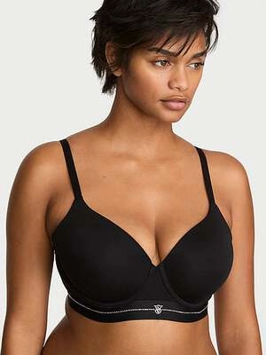 Victoria's Secret The T-shirt Signature Shine Cotton Lightly Lined Full-coverage Bra Black