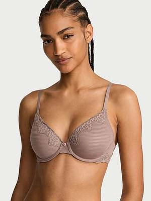 Victoria's Secret The T-shirt Cotton Shadow Stripe Lightly Lined Full-coverage Bra - Brown