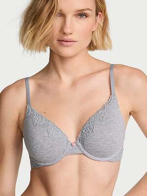 Victoria's Secret The T-shirt Cotton Shadow Stripe Lightly Lined Full-coverage Bra Grey