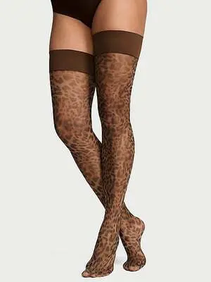 Victoria's Secret Lace Top Thigh Highs - Print