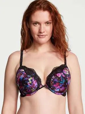Victoria's Secret Very Sexy Bombshell Logo Shine Strap Add-2-cups Push-up Bra Floral