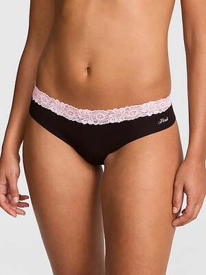 Pink No-show Thong Panty Black