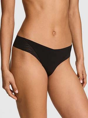 Pink No-show Thong Panty - Black