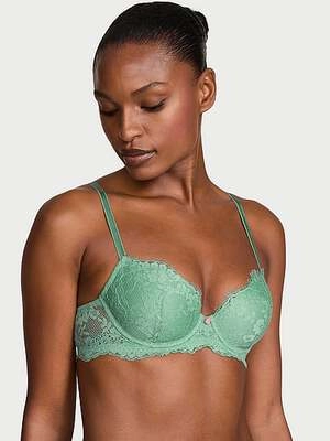 Victoria's Secret Dream Angels Lace Twinkle Lightly Lined Demi Bra - Green