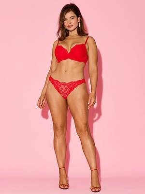 Victoria's Secret Dream Angels Smooth & Lace Lightly Lined Demi Bra Red