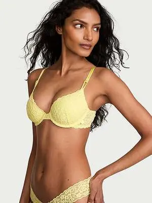 Victoria's Secret Sexy Tee Sheer Heritage Lightly Lined Demi Bra Yellow