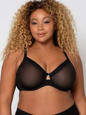 Victoria's Secret Curvy Couture Sheer Mesh Full Coverage Unlined Underwire Bra Black