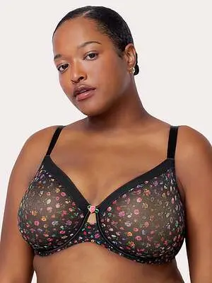 Victoria's Secret Curvy Couture Sheer Mesh Unlined Bra - Floral