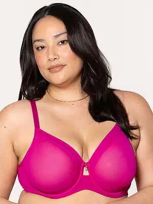 Victoria's Secret Curvy Couture Sheer Mesh Unlined Bra - Pink