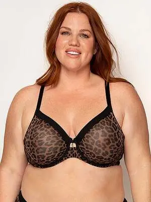 Victoria's Secret Curvy Couture Sheer Mesh Unlined Bra - Print