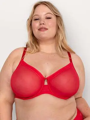 Victoria's Secret Curvy Couture Sheer Mesh Unlined Bra - Red