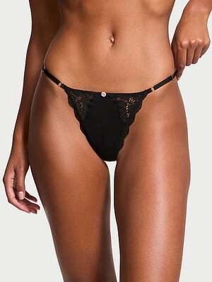 Victoria's Secret Dream Angels Lace Adjustable V-string Panty - Black