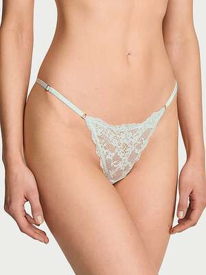 Victoria's Secret Dream Angels Lace-trim Adjustable V-string Panty - Blue