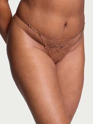 Victoria's Secret Dream Angels Lace Adjustable V-string Panty - Brown