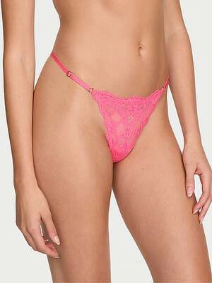 Victoria's Secret Dream Angels Lace Adjustable V-string Panty - Pink