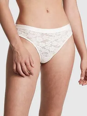 Pink Wear Everywhere Lace Thong Panty - White,ivory