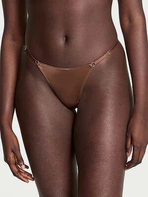 Victoria's Secret Very Sexy Rose Lace Adjustable V-string Panty - Brown