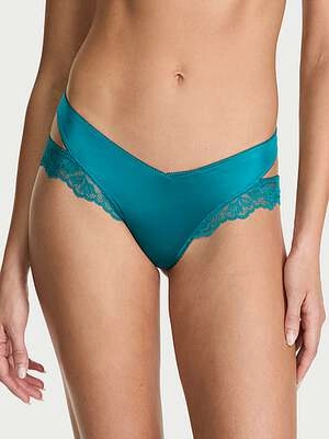 Victoria's Secret Very Sexy Sheer Reveal Mesh-trim Strappy-back Thong Panty Blue