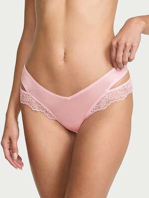 Victoria's Secret Very Sexy Lace Strappy Hardware Peekaboo Thong Panty - Pink