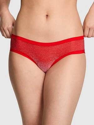 Pink No-show Cotton Hiphugger Panty Red