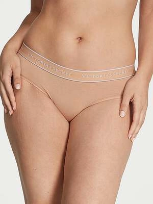 Victoria's Secret Cotton Logo Hiphugger Panty - Beige