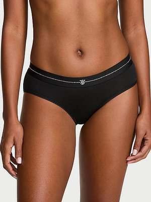 Victoria's Secret Cotton Logo Hiphugger Panty - Black