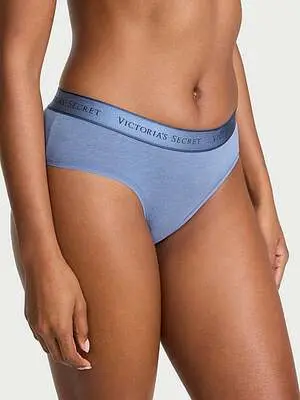 Victoria's Secret Cotton Sheer Heritage Logo Hiphugger Panty - Blue