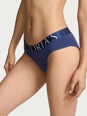 Victoria's Secret Cotton Logo Hiphugger Panty - Blue